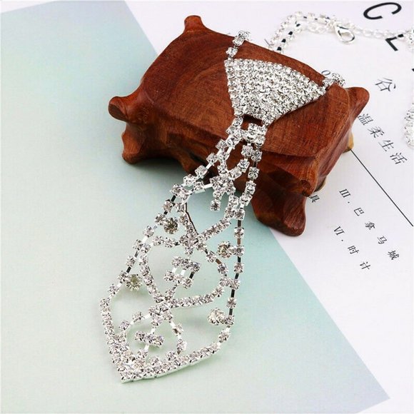 Jewelry | Luxury Evening Dazzle Drip Rhinestone Tie Necklace | Poshmark